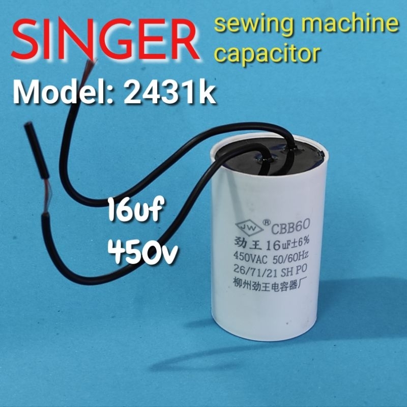 Singer 2431k sewing machine capacitor 16uf 450v kapasitor mesn jahit ...