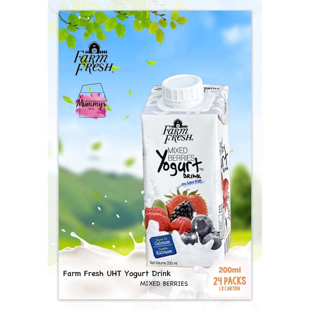 Farm Fresh UHT Yogurt Drink Mixberry 200ml x 24 Packs | Shopee Malaysia