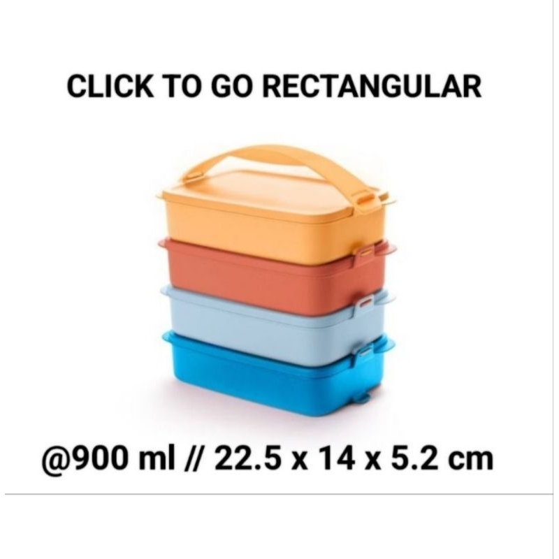 Tupperware Click to Go Square 900ml / Click To go Deep 1.5L | Shopee ...