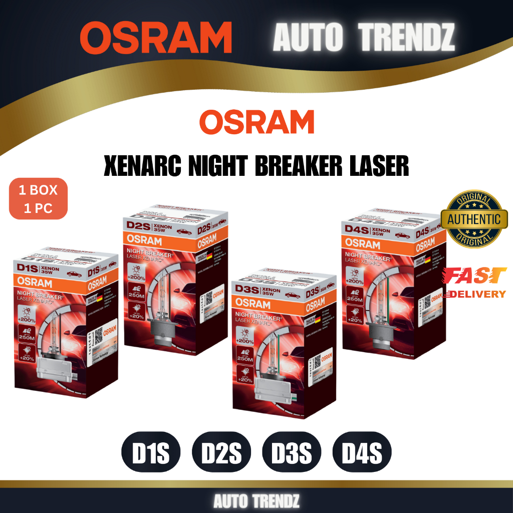 OSRAM XENARC Night Breaker Laser | HID | 1 PC | D1S D2S D3S D4S | 100% ...