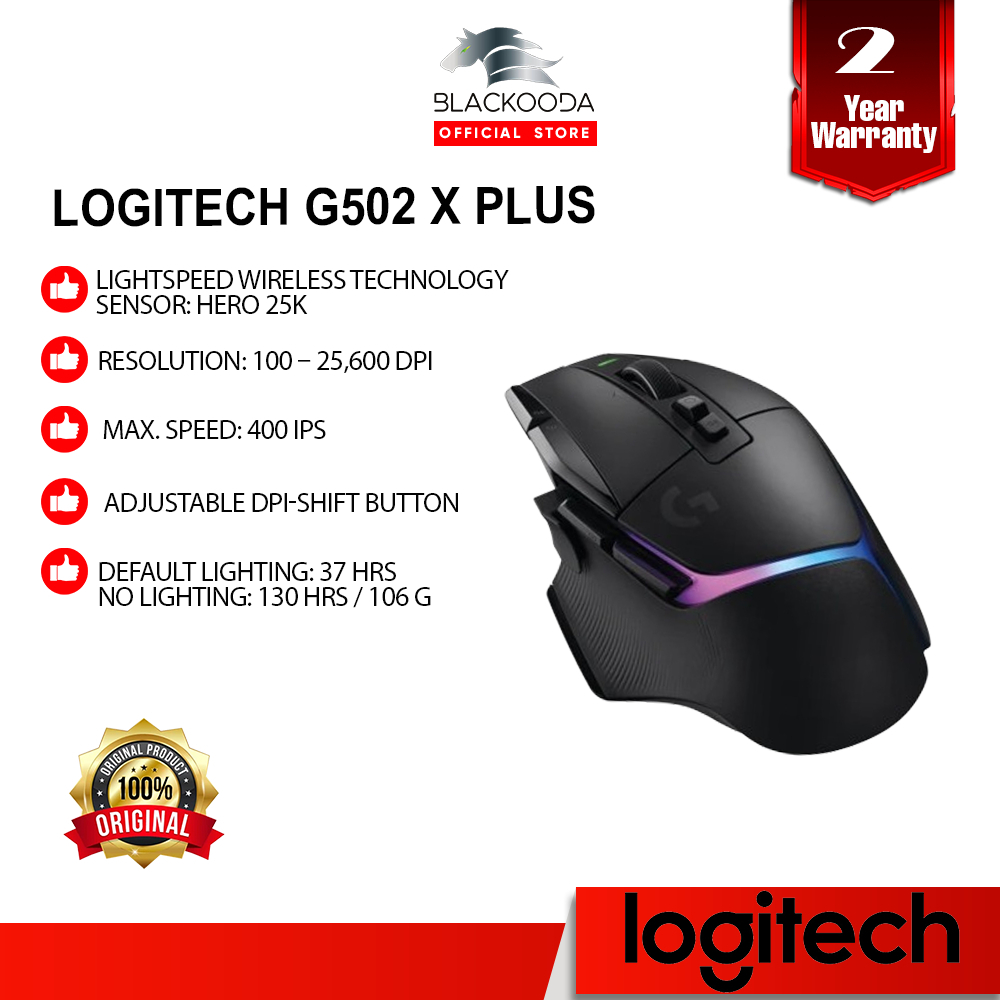 LOGITECH G502 X PLUS Wireless RGB Gaming Mouse (BLACK / WHITE) | Shopee ...