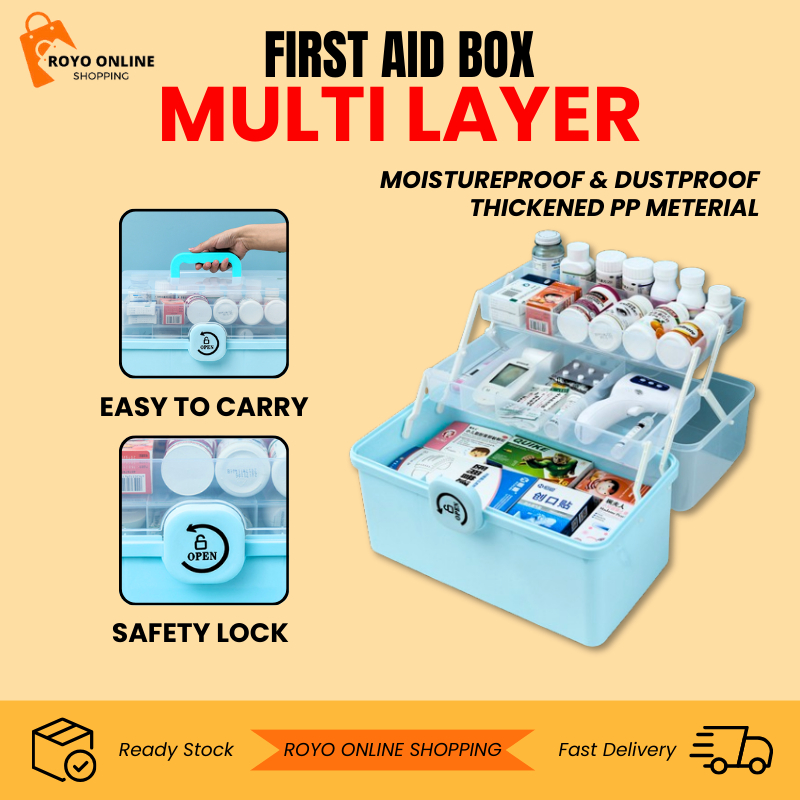 【ROYO OS】Multi-Layer Storage Box Plastic 3 Layer Medicine Portable ...
