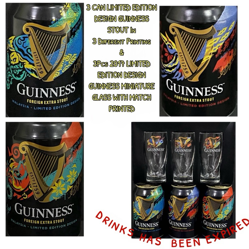 Guinness 3pcs Miniature Glass Limited Edition 2017 Design(set in gift ...