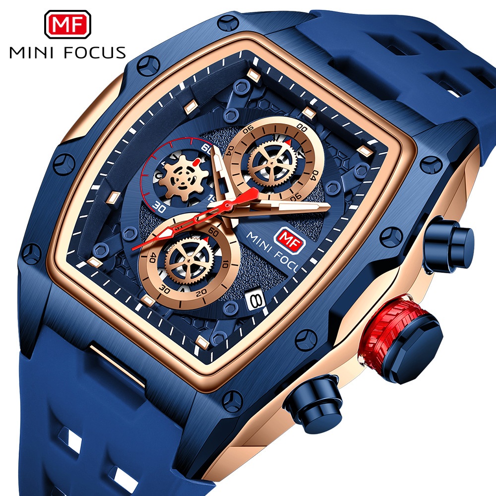 MINI FOCUS brand watch track sports style barrel men's watch curved ...
