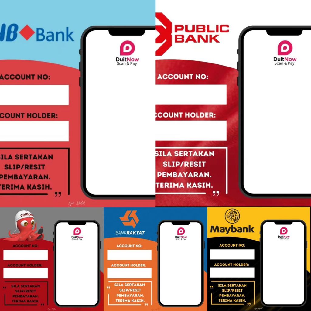AKAUN BANK TEMPLATE/ EWALLET TEMPLATE | Shopee Malaysia