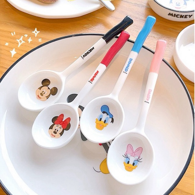 Disney Ceramic Spoon Mickey Minnie Daisy Children Eating spoon Disney ...