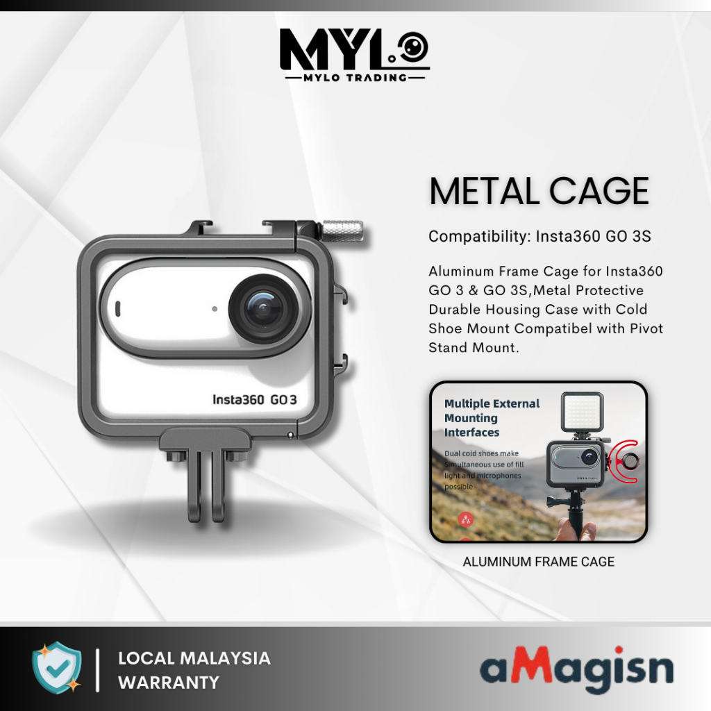 AMAGISN Aluminium Protective Frame | Metal Cage for Insta360 GO 3 ...