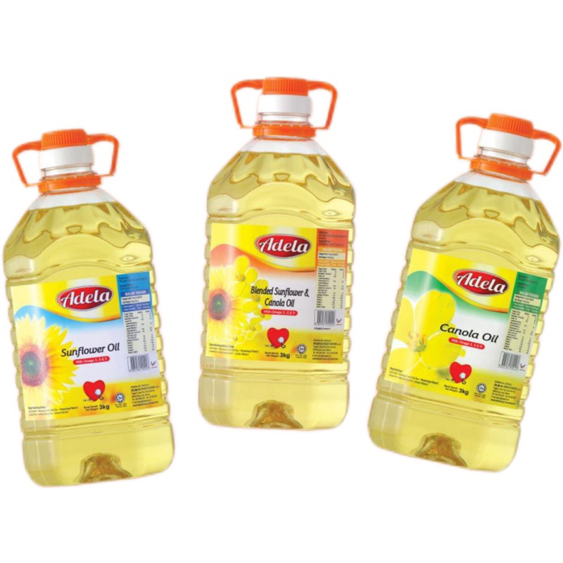 Adela Cooking Oil 3KG (Sunflower Oil / Blended Sunflower & Canola ...
