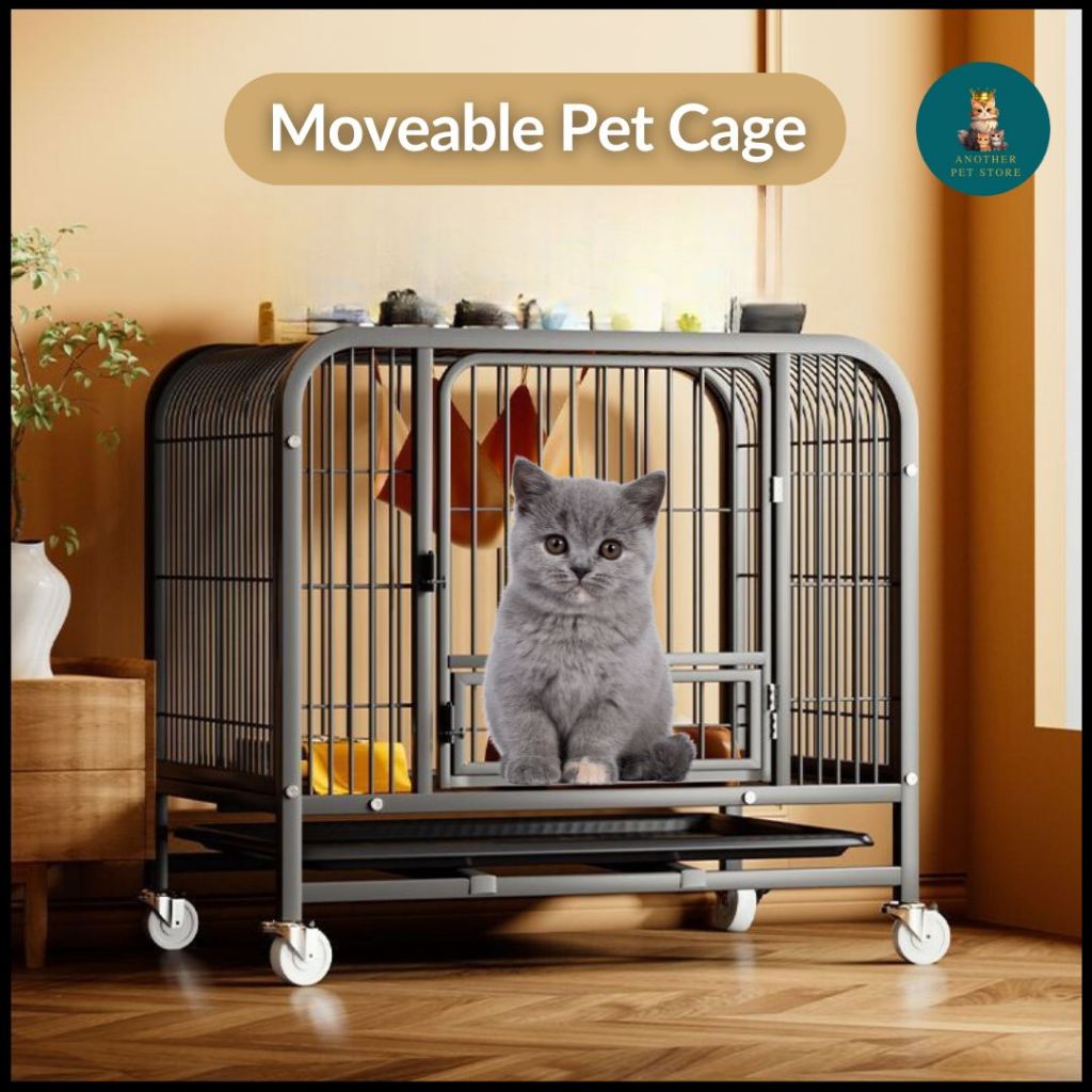 SANGKAR KUCING BESAR Moveable Cat Cage IRON PET CAGE 2 Size 61x45x58cm ...