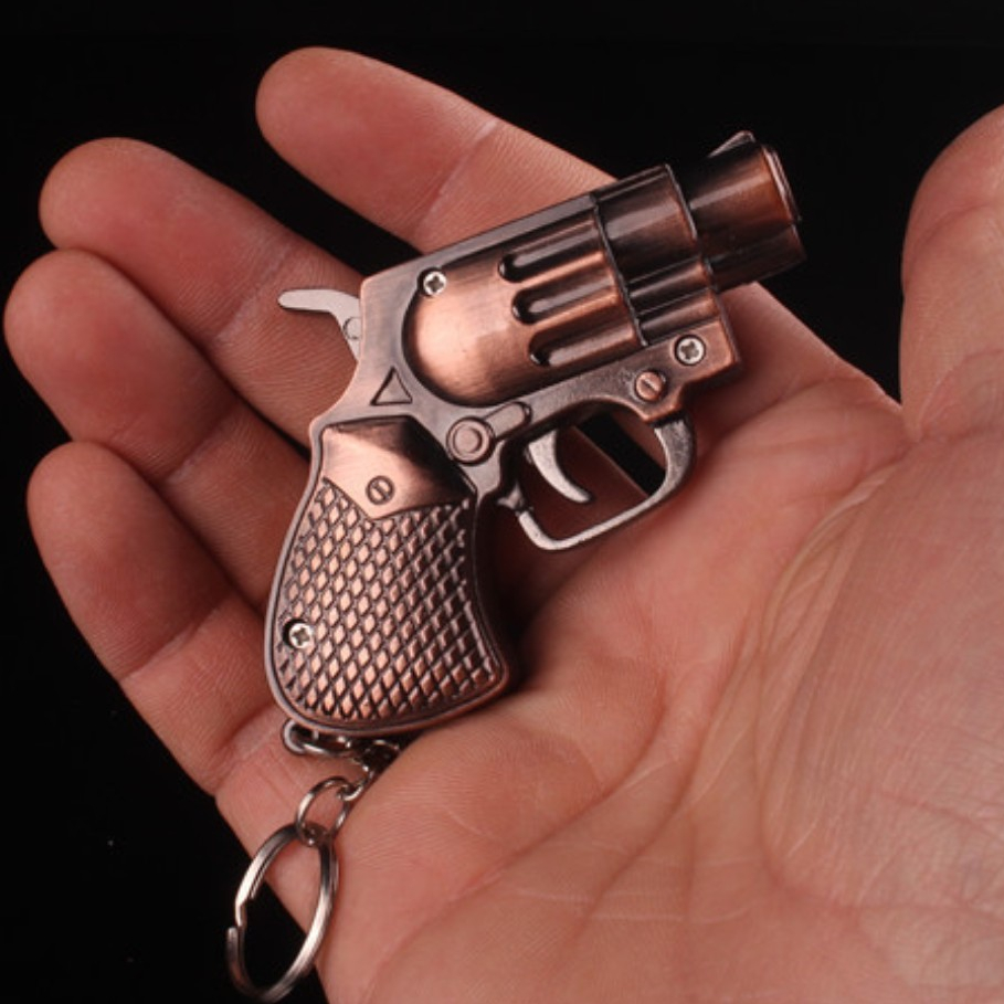 Key Chain Magnum Revolver Gun Red Flame Butane Gas Lighter | Shopee ...