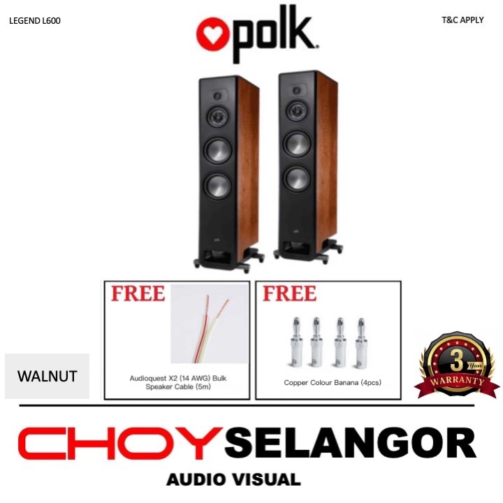 Polk Audio LEGEND L600 Floorstanding Loudspeaker – Pair (Walnut ...