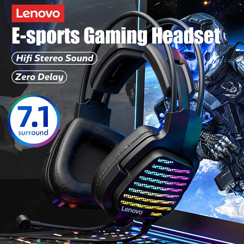 Lenovo G40 Wired Headset 7.1 Stereo RGB Over-Ear Gaming Headphone with ...