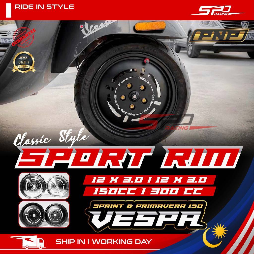 Sport Rim CNC Fully Alloy | Black | Silver | 12 x 3.0 | 12 x 3.0 For ...