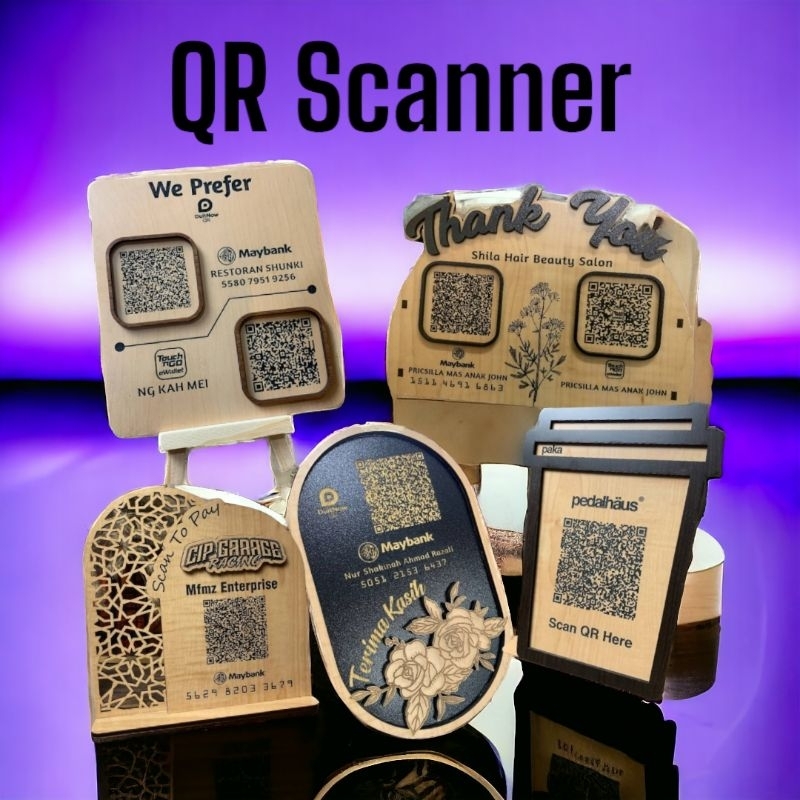 E-WALLET QR CODE (WOOD WITH STAND) / MAE / TNG/ GRAB PAY | Shopee Malaysia