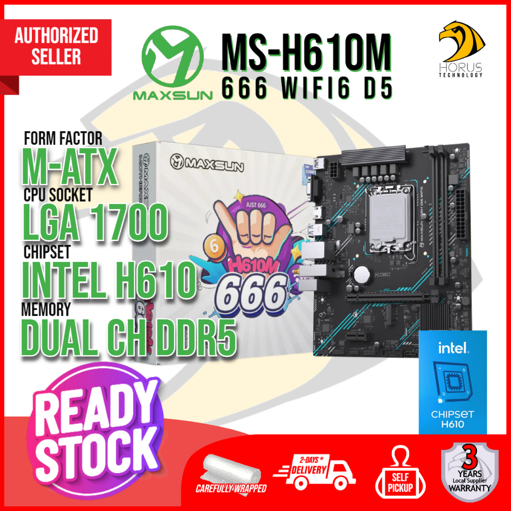 MAXSUN MS-H610M 666 BUILT-IN WIFI6 M-ATX DDR5 Motherboard | Shopee Malaysia