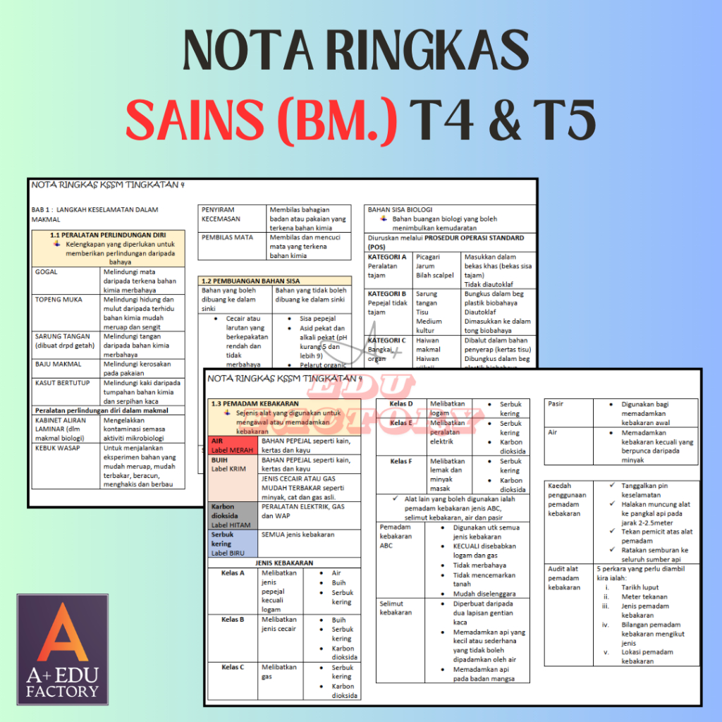 [📚PDF] NOTA RINGKAS SAINS (BM.) TINGKATAN 4 DAN 5 [SPM] KSSM A+ NOTES ...