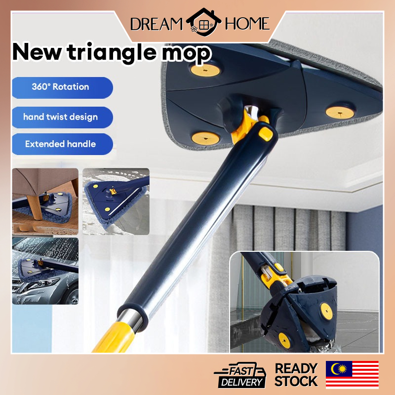 Triangle Mop 360°Rotatable Hands Free Squeeze For Floor Windows Wet And ...
