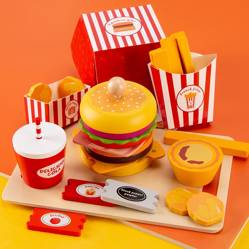 Wooden Kitchen Toys Play Set/Fast Food Toy Set/Wooden Kitchen Playset ...