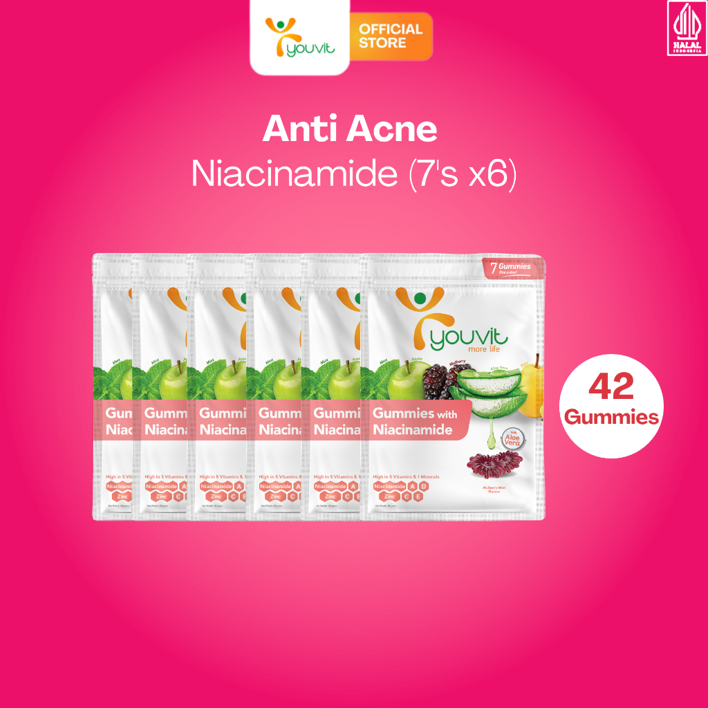 Youvit Niacinamide Gummies ( Anti Acne Gummy) (7's x 6) | Shopee Malaysia