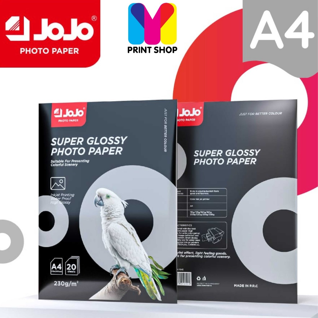 [ 115gsm - 260gsm ] A4 JOJO WATER RESISTANT SUPER GLOSSY PHOTO PAPER (SINGLE SIDE) | INKJET ...