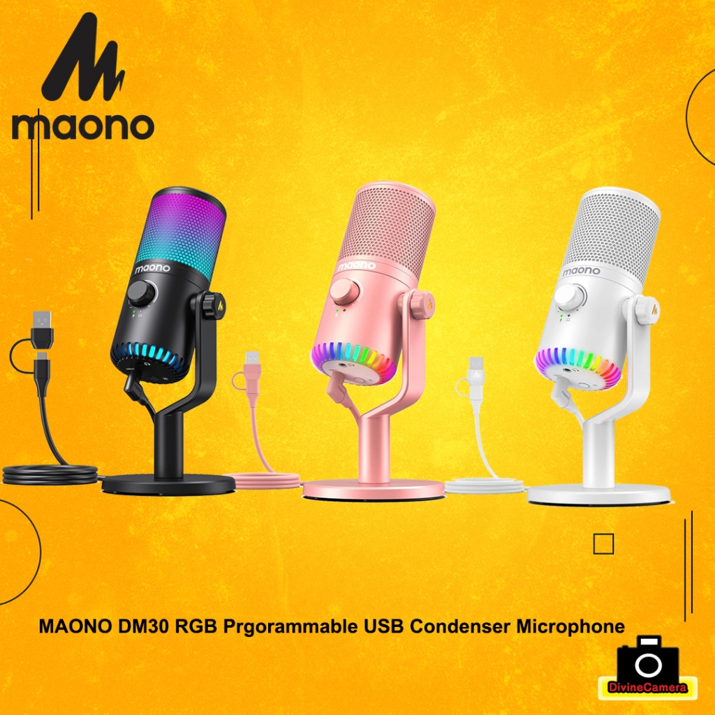 MAONO DM30 RGB Prgorammable USB Condenser Microphone black/white/pink ...