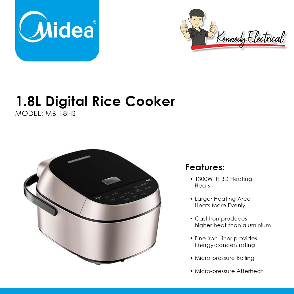Midea 1.8L IH 3D Heating Digital Rice Cooker 1300W MB-18HS | Shopee ...
