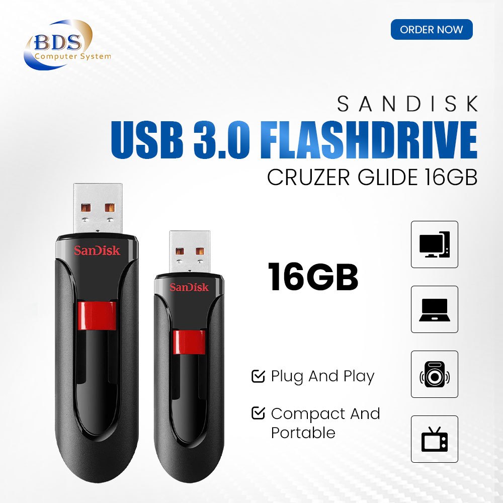 SANDISK CRUZER GLIDE USB 3.0 FLASHDRIVE 16GB/32GB/64GB/128GB | Shopee ...