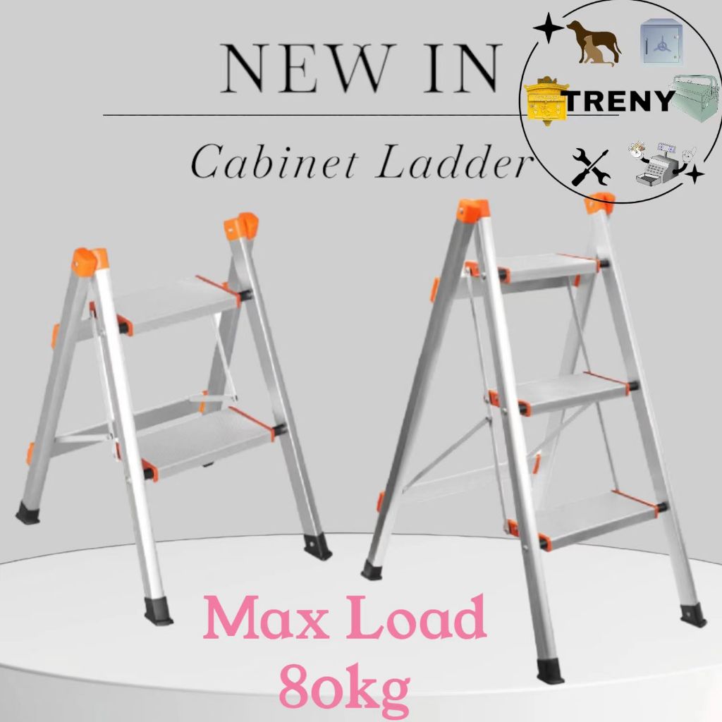 TRENY Ladder Aluminium Folding Ladder Stable Ladder Foldable Ladder 2 ...