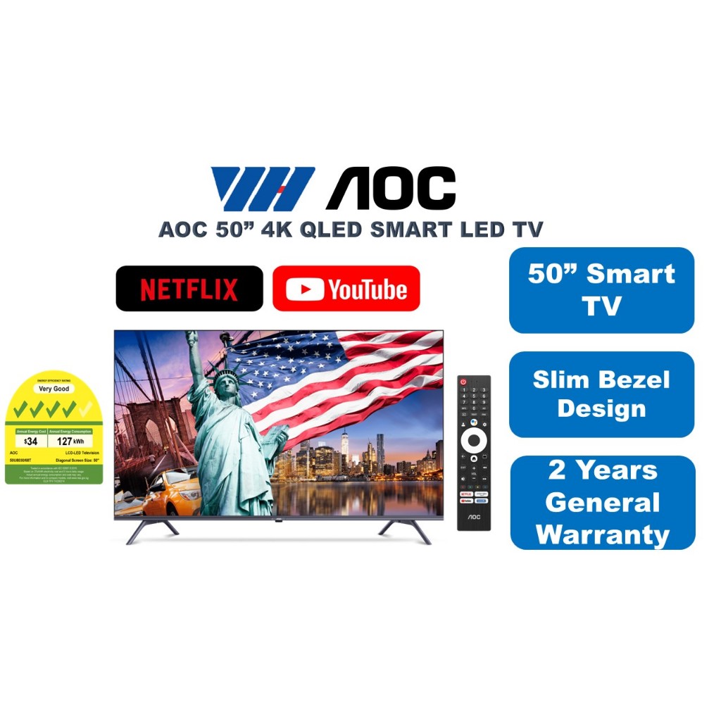 AOC 50" 4K QLED Smart TV | Shopee Malaysia