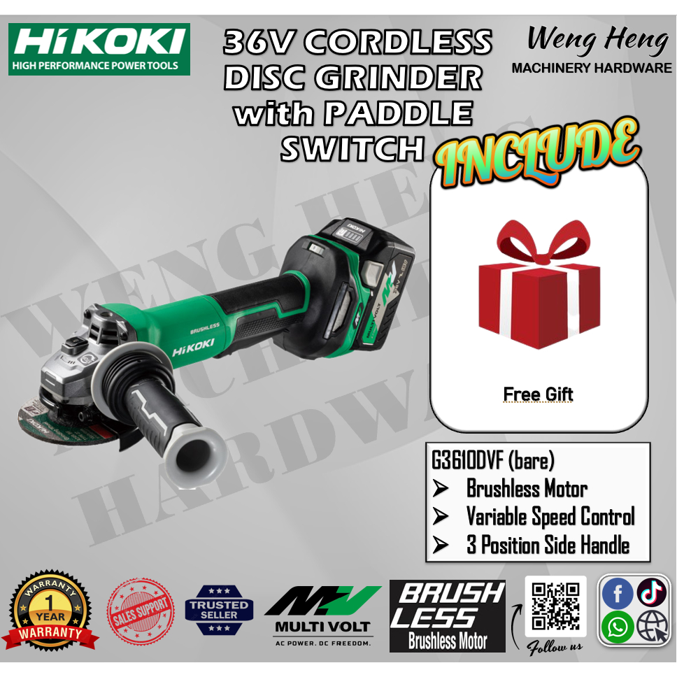 HIKOKI MULTI VOLT(36V) Cordless Disc Grinders - MODEL G3610DVF | Shopee ...