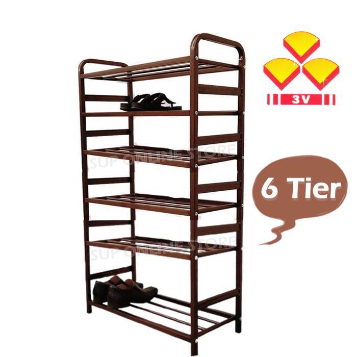 3V 6 Tiers Shoe Rack Slipper Organizer Flip Flop Holder Sandal Rack Rak ...