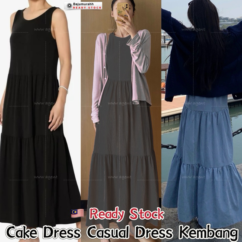 Cake Dress🎂Long Dress Cotton Dress Labuh Jubah Labuh Singlet Dress ...