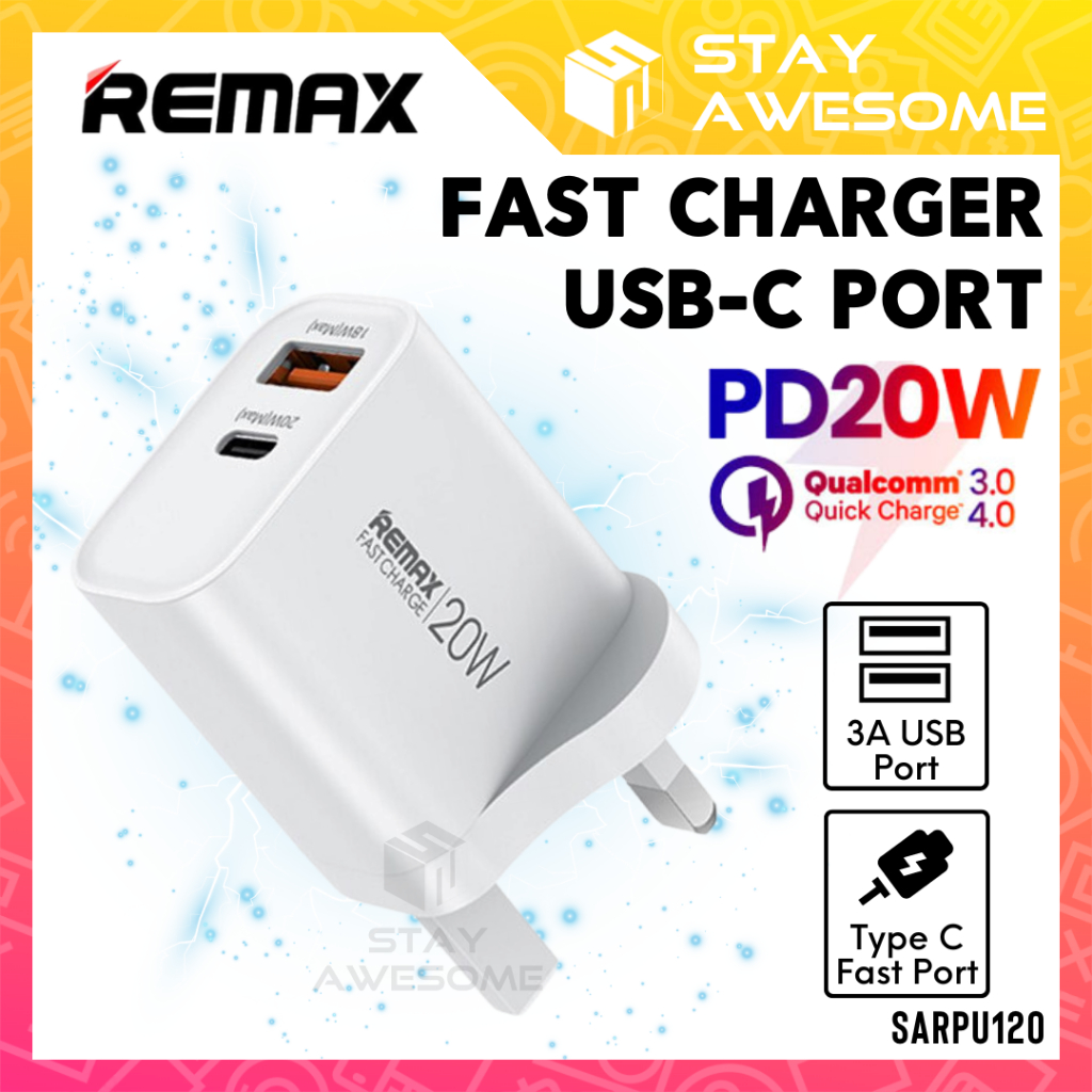 REMAX Fast Charging Charger Adapter USB Type C 20W Portable PD Chager ...