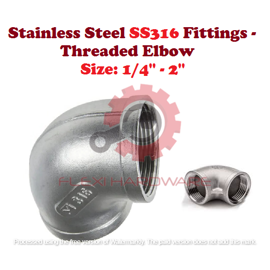 Stainless Steel SS316 Fittings - Threaded Elbow Size 1/4" - 2" | Shopee ...