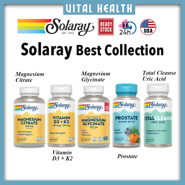 Solaray Magnesium Glycinate/Vitamin D3 + K2/Magnesium Citrate/ Prostate ...