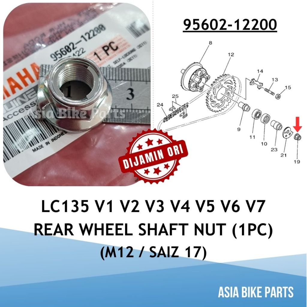 Yamaha Original LC135 V1-V7 Rear Wheel Shaft Nut Sap Tayar Belakang ...