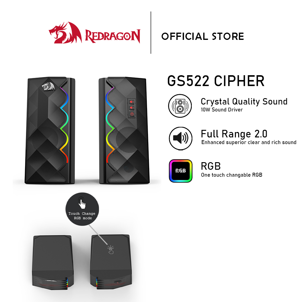 Redragon GS522 Cipher GS510 Waltz Wired RGB Full range 2.0 Stereo Gaming Speaker | Shopee Malaysia