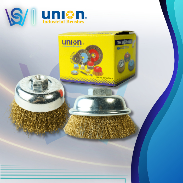 UNION Industrial Cup Brush 75MM (3”) M10 x 1.5 CC-31 Heavy Duty Brass ...
