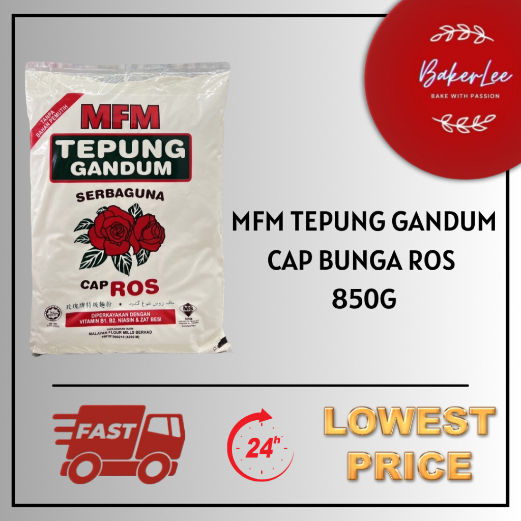 MFM TEPUNG GANDUM CAP BUNGA ROS (850G) 红玫瑰花牌中筋面粉 | Shopee Malaysia