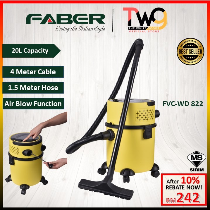 [FAST SHIPPING] FABER HEAVY DUTY 1200W VACUUM POWERVAC (WET & DRY 2 IN 1 FUNCTION)| FVC-WD 822 ...