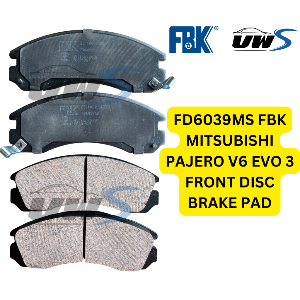 FD6039MS FBK MITSUBISHI PAJERO V6 EVO 3 FRONT DISC BRAKE PAD | Shopee ...