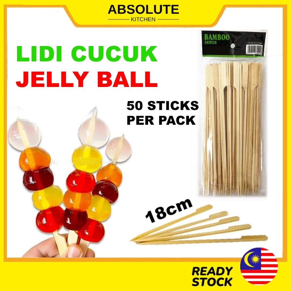 50pcs/pack 18cm Lidi Cucuk Oden Fruit Bamboo Skewer Sausage Eggroll ...
