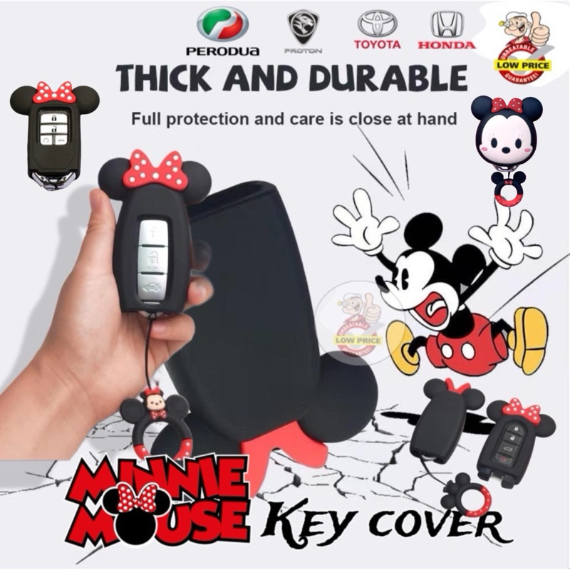 Minnie Mouse Car Alarm Remote Smart Keyless Cartoon Key Cover Sarung ...