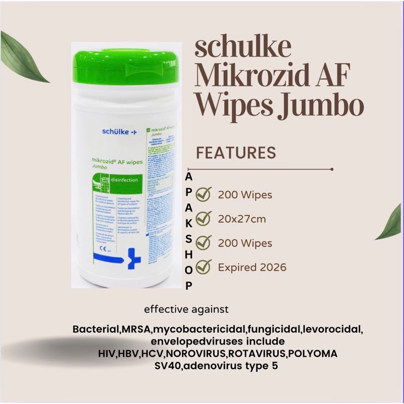 SCHULKE Microcidal AF Wipes 200 wipes (DOUBLE CRAZY PRICE) | Shopee ...