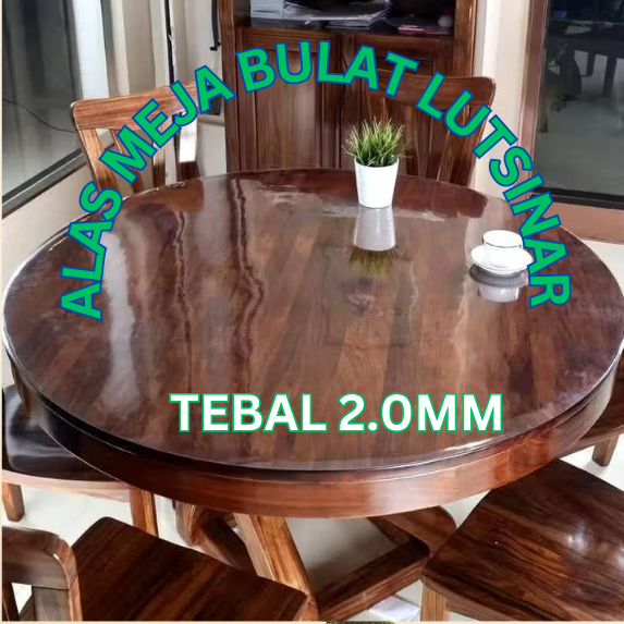 Alas meja bulat besar lutsinar transparent table mat Round PVC table ...