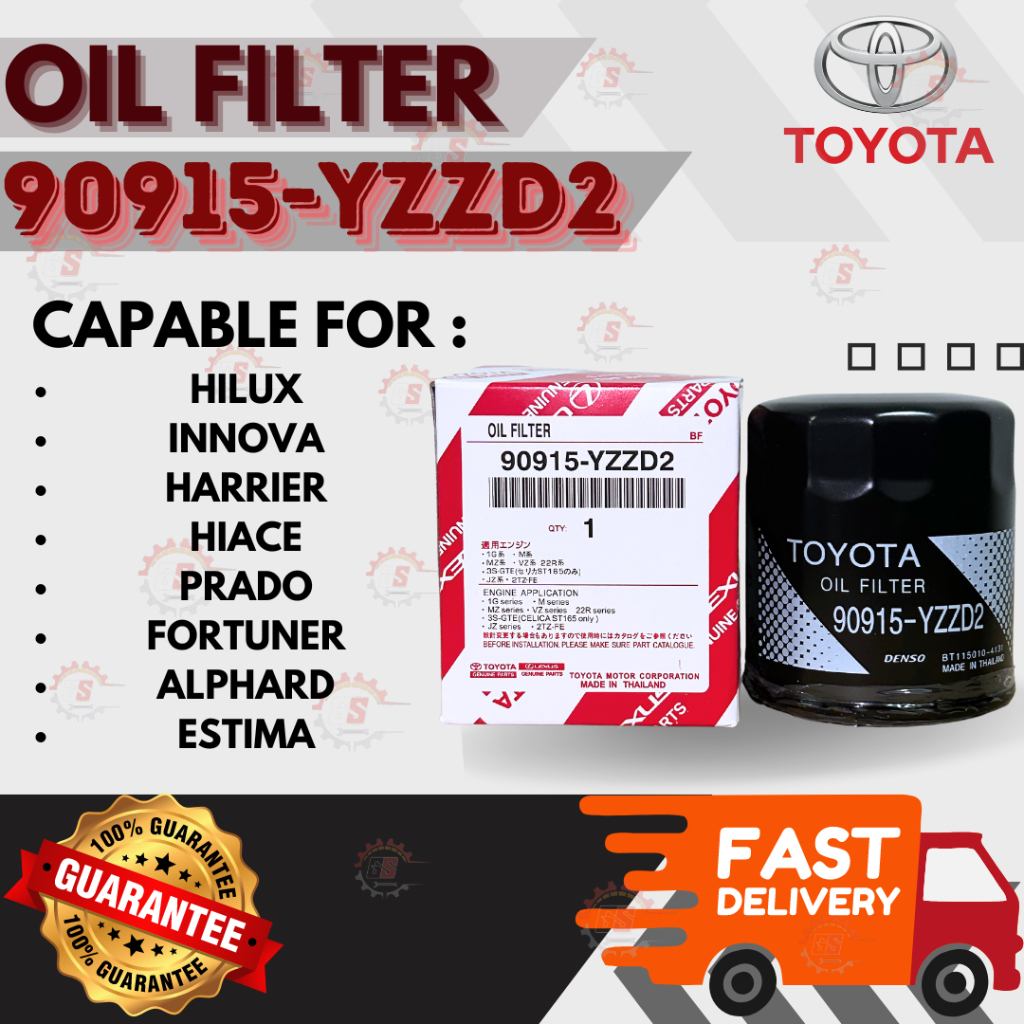 TOYOTA OIL FILTER (90915-YZZD2) FOR TOYOTA HILUX INNOVA HARRIER ALPHARD ...