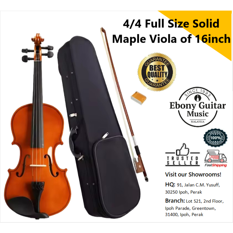 Student Beginners Standard 4/4 Full Size Solid Wood Viola of 16 Inch ...