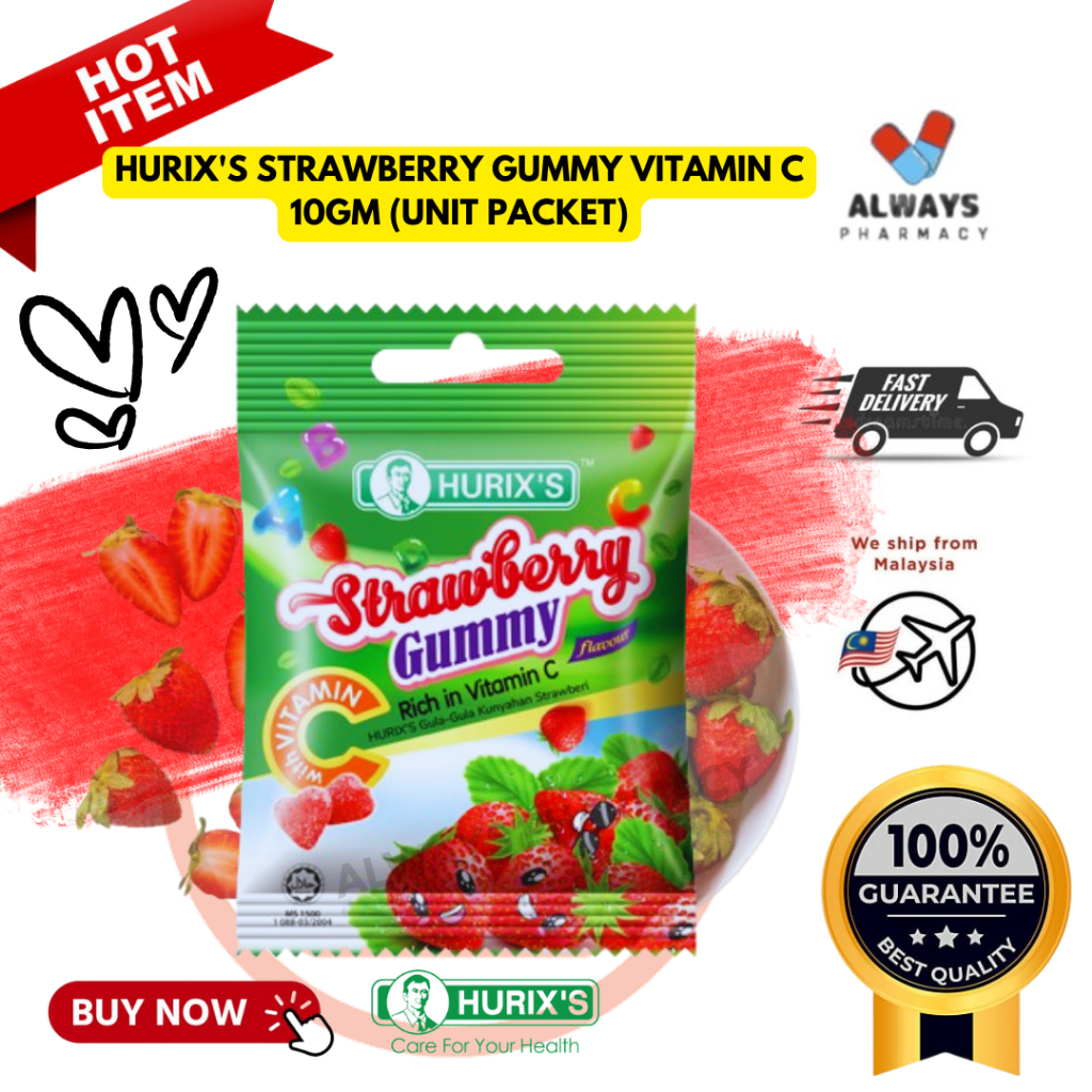 1 MINI PACKET - HURIX'S STRAWBERRY GUMMY VITAMIN C 10GM (UNIT PACKET ...