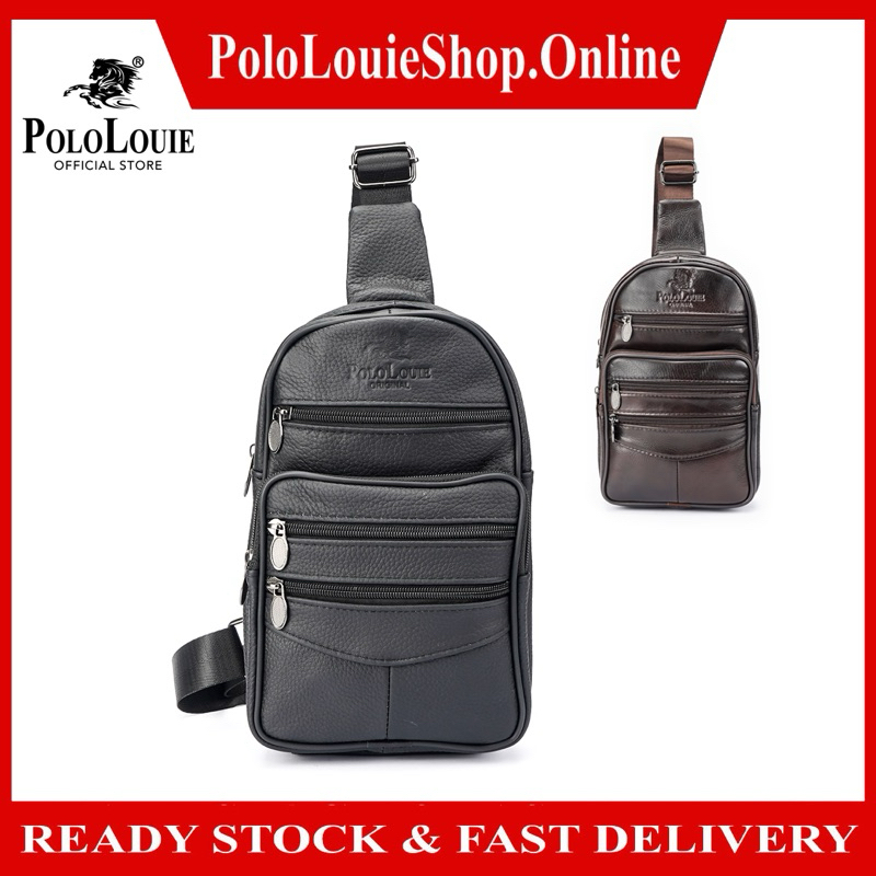Original Polo Louie Men's Genuine Cow Leather Chest Bag Multi ...
