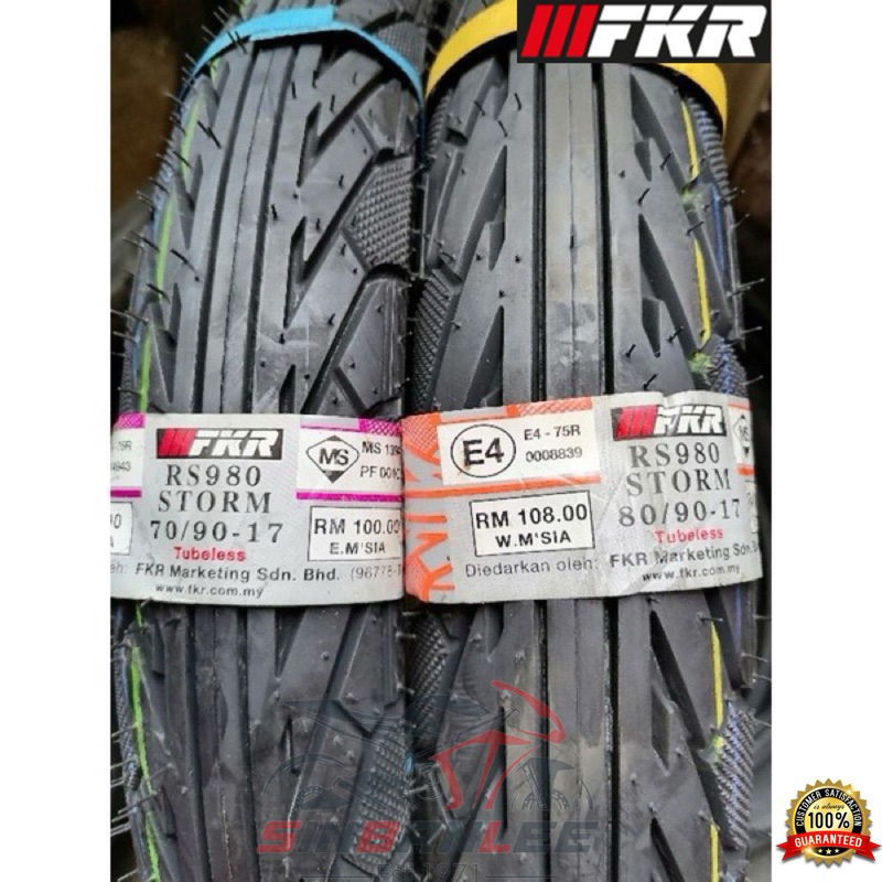 FKR TAYAR RS980 70/90-17 80/90-17 Tubeless Tyre Storm | Shopee Malaysia